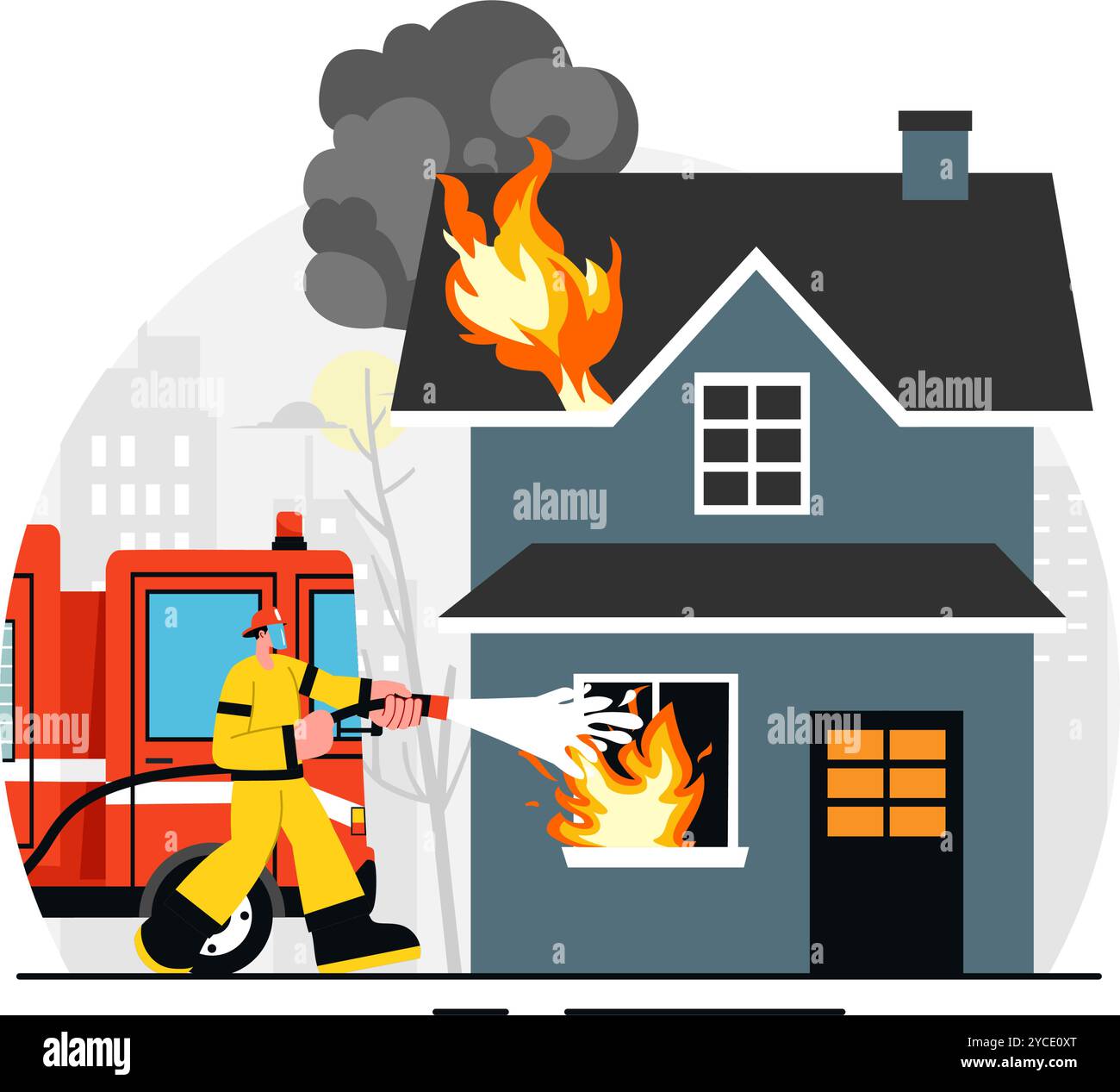 Fire Department Vector Illustration featuring Firefighters ...
