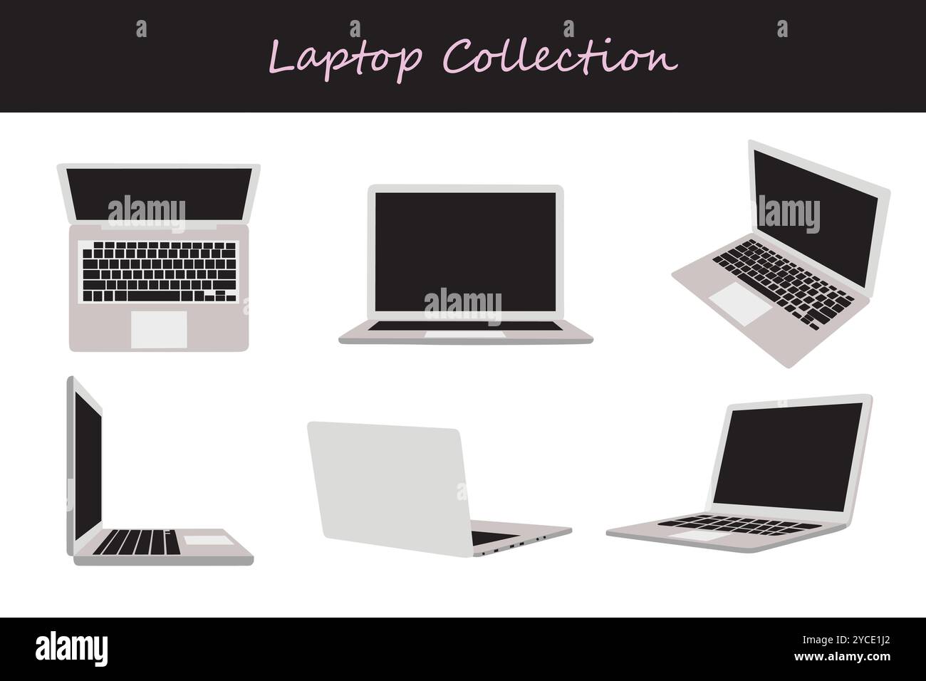 laptop collection in different poses. Vector illustration Stock Vector ...