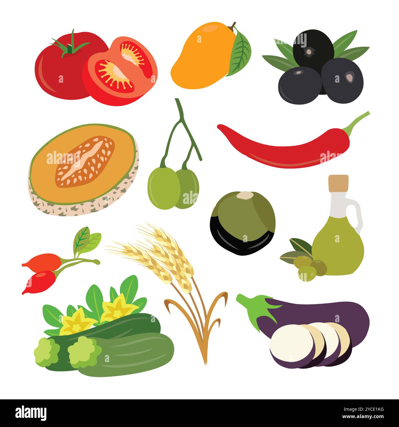 Mediterranean Fruits and Vegetables Collection Stock Vector Image & Art ...