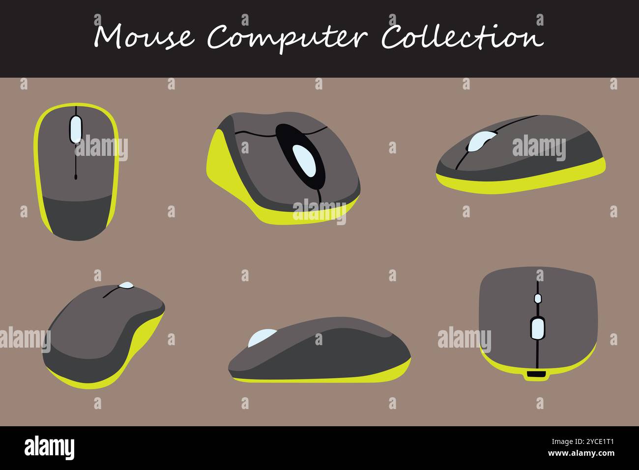 mouse computer collection in different poses. Vector illustration Stock ...