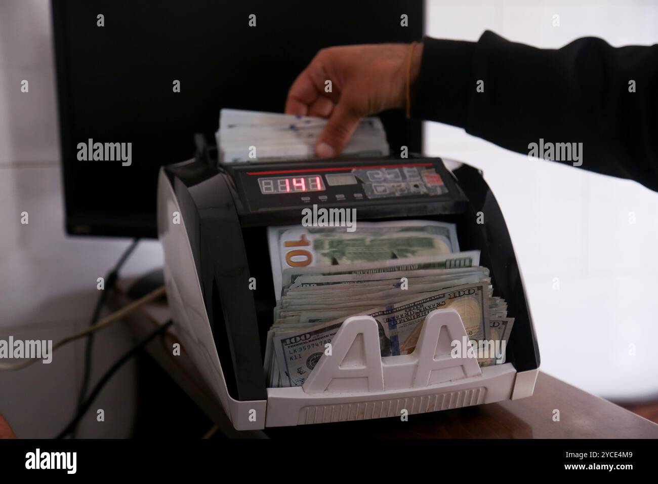 Gaza, Palestine. Different denominations of the US Dollar banknotes ...