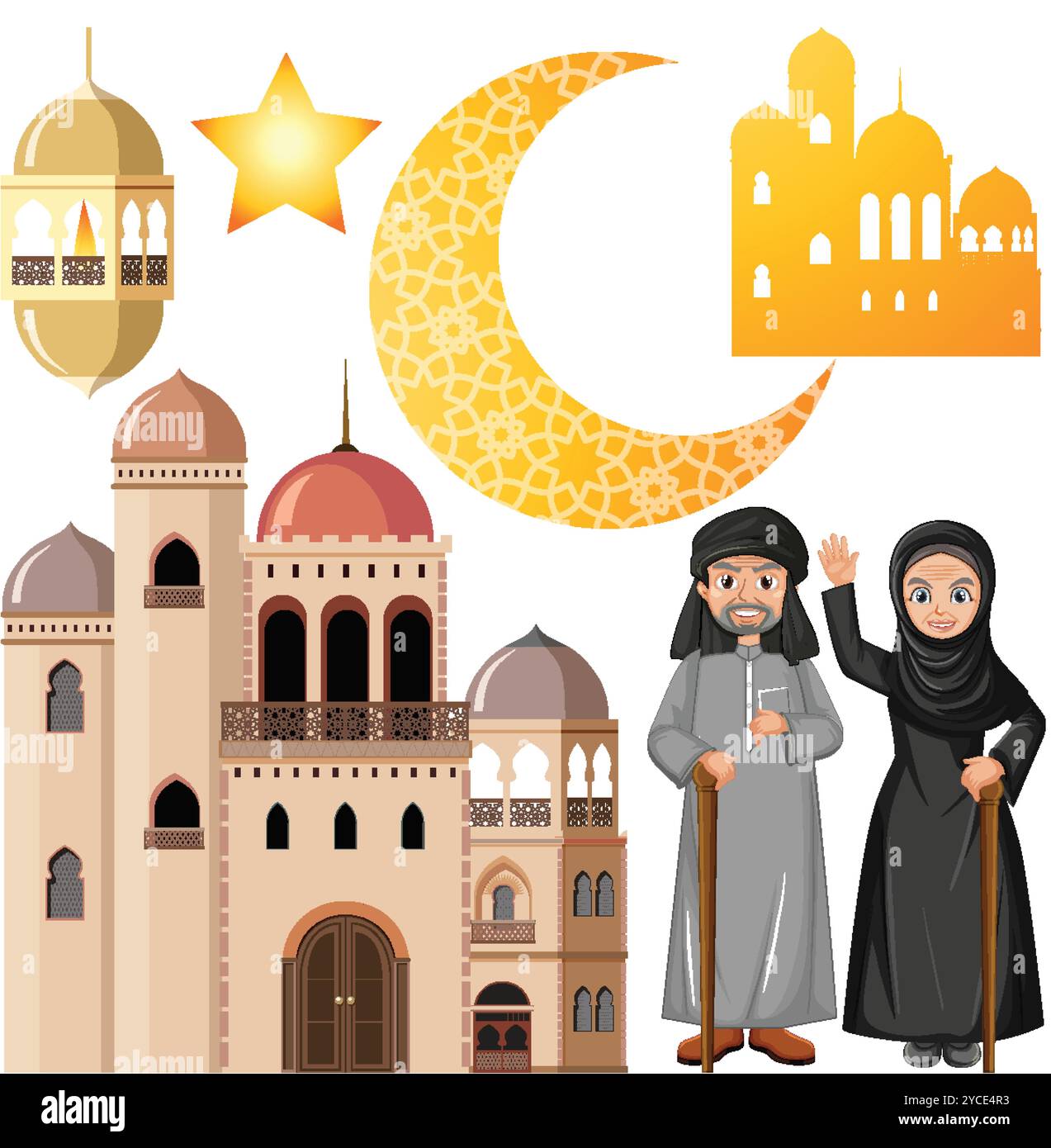 Traditional architecture and symbols of Middle Eastern culture Stock ...