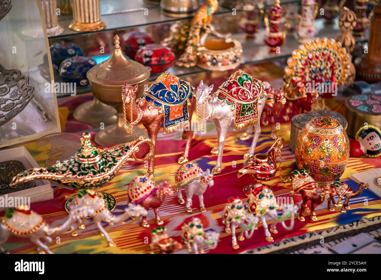 Enamel and metallic souvenirs at Urumqi International Grand Bazaar ...