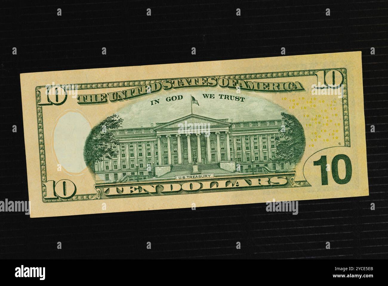 Close-up of a U.S. Ten Dollar Bill (Back Side) Featuring the U.S ...