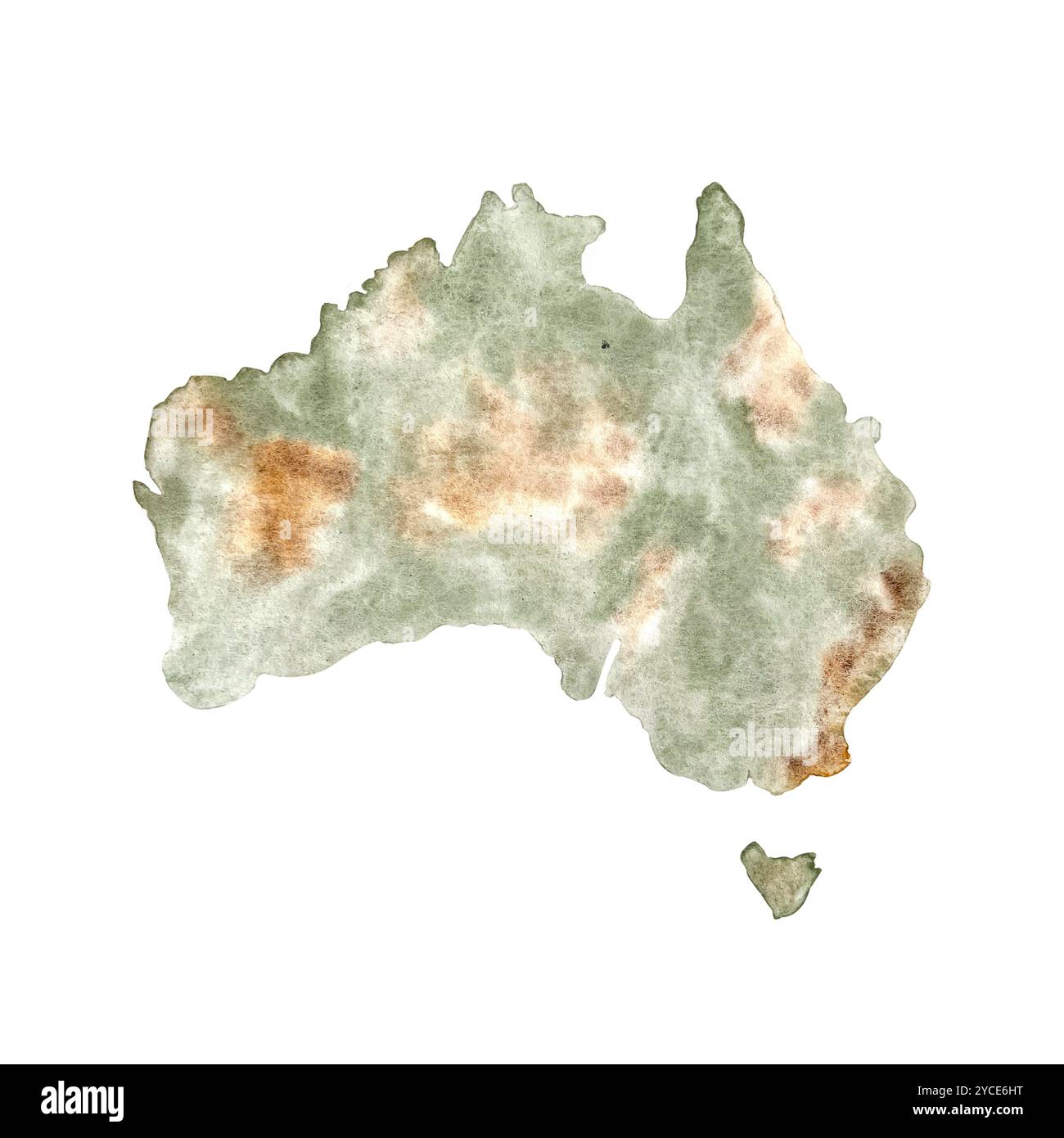 An Australia abstract map watercolor illustration isolated on white ...