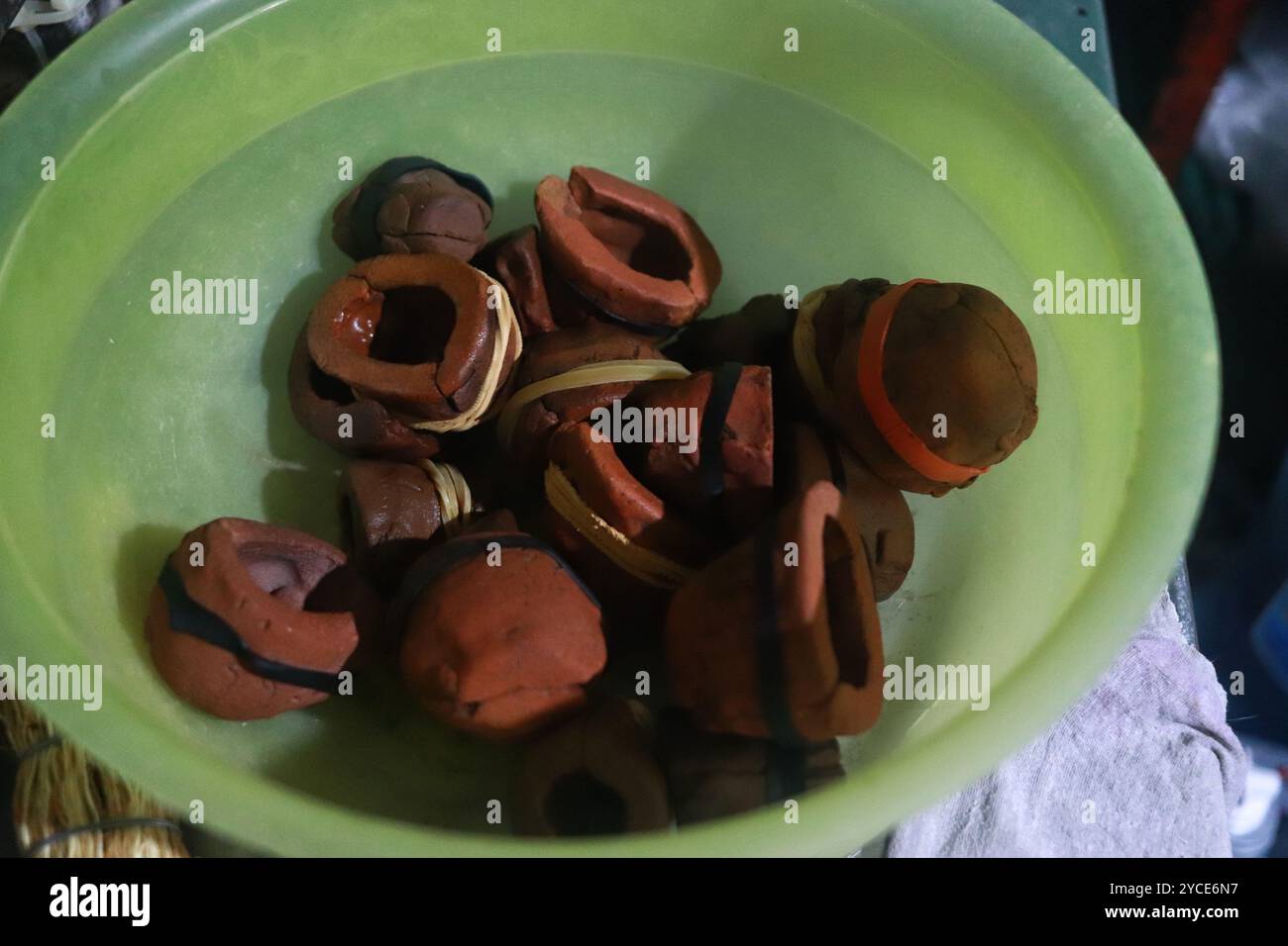 Mexico City, Mexico. 23rd Oct, 2024. Clay molds for sugar skulls are ...