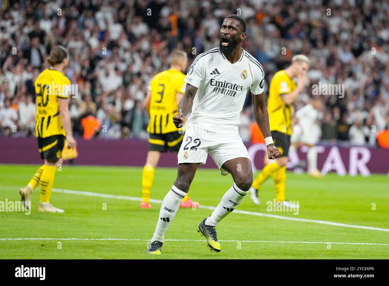 Antonio Rudiger of Real Madrid celebrates a goal during the UEFA ...