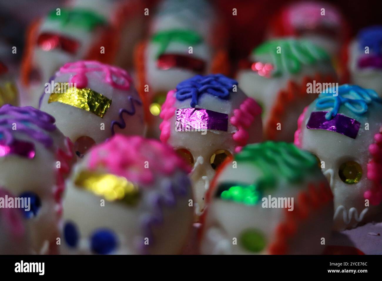 Traditional sugar skulls (Calaverita de Azucar) are seen during the ...