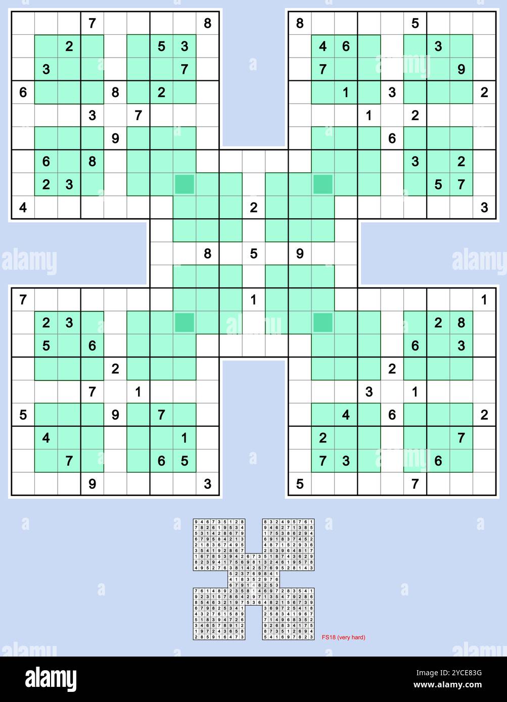 Samurai Sudoku With Windoku Variant Five Overlapping Windoku Puzzles