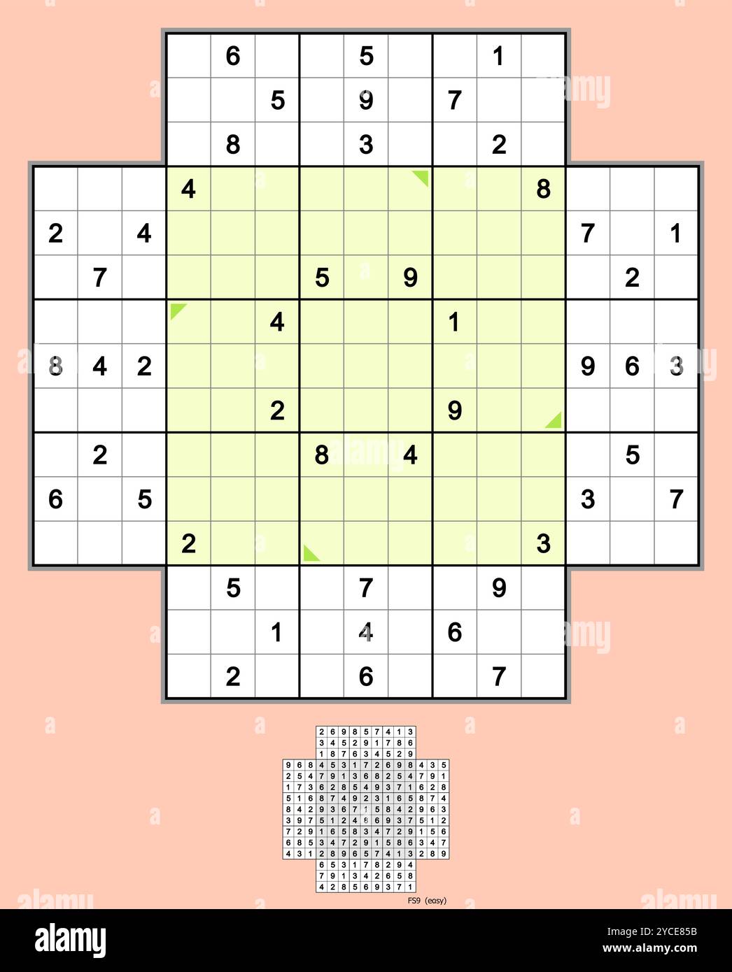 Flower Sudoku Five Overlapping Sudoku Puzzles Full Symmetry 48 Clues