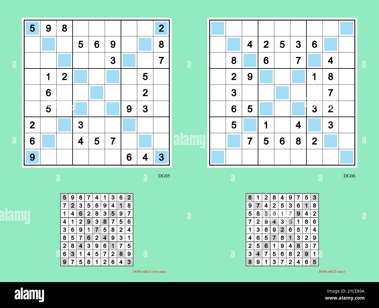 Diagonal Sudoku puzzles. Rotational symmetry 90° & full symmetry. Very ...