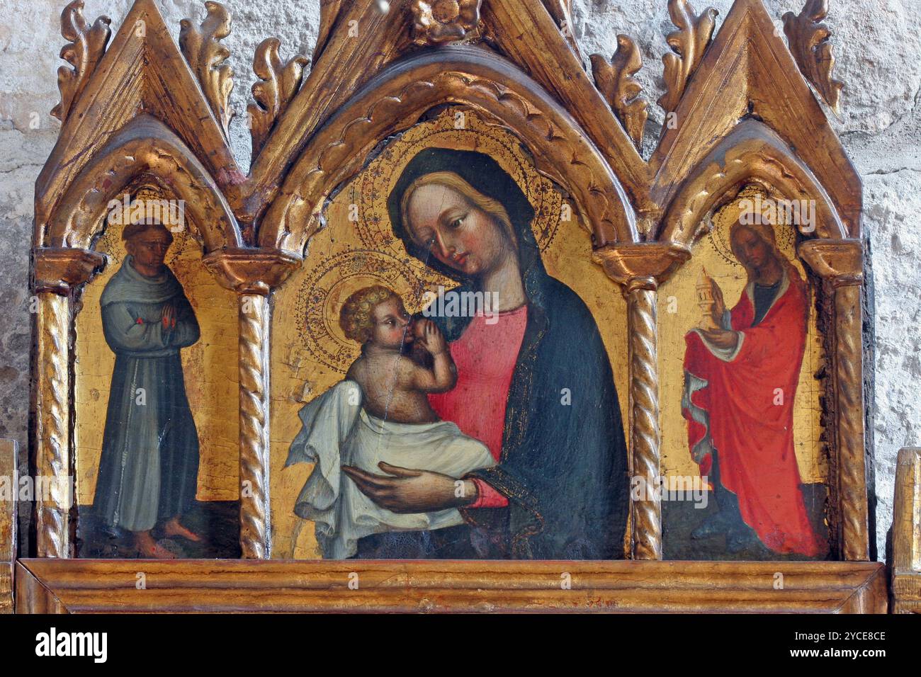 Virgin Mary with baby Jesus, St. Francis and St. M Stock Photo - Alamy