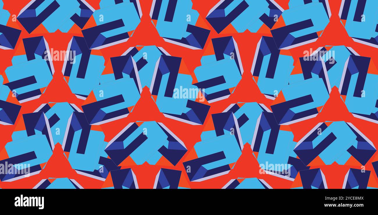 Abstract Geometric Tiles 3d Seamless Pattern Vector Repeatable Background Illusive For Design