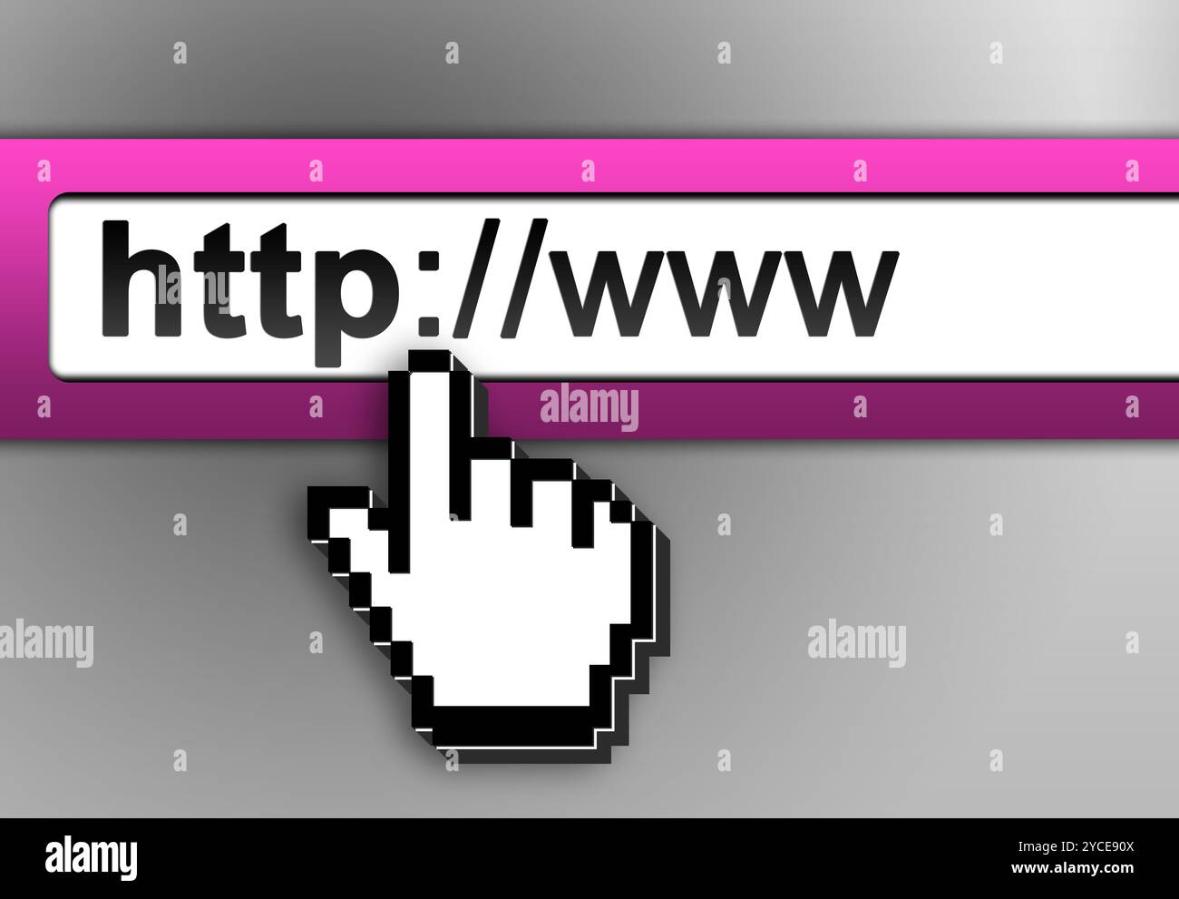Purple Graphic bar on computer with 3d mouse pointer Stock Photo - Alamy