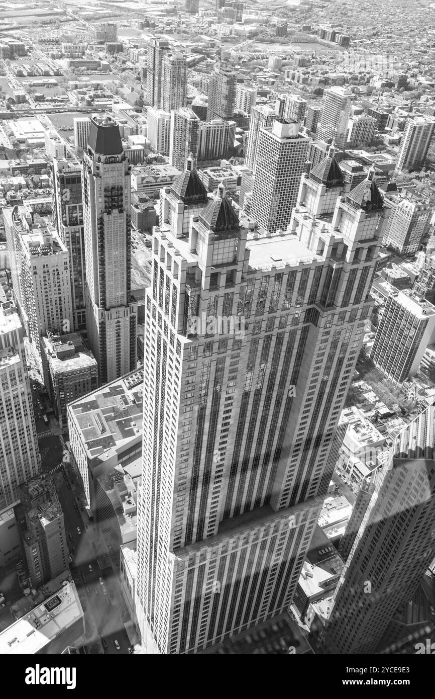 aerial view on downtown cityscape. majestic skyscraper aerial view ...