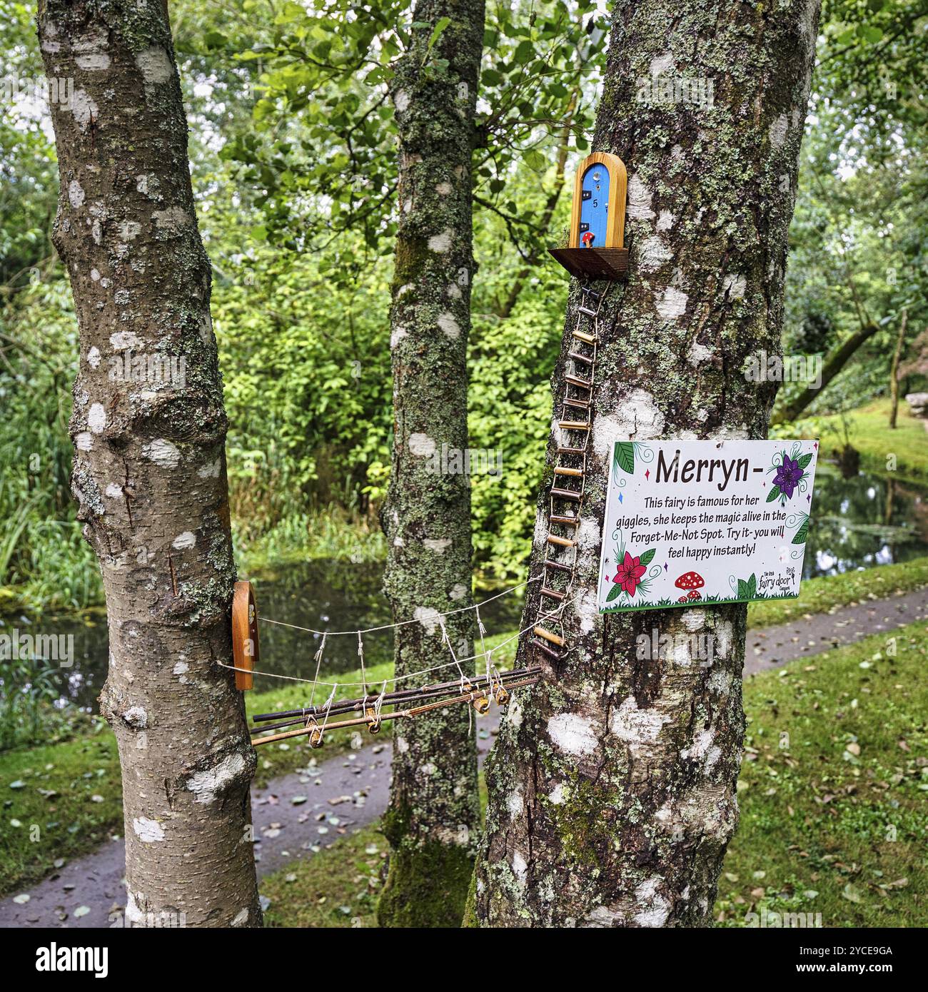 Fairy house, house of a fairy, fairy garden with suspension bridge and ...