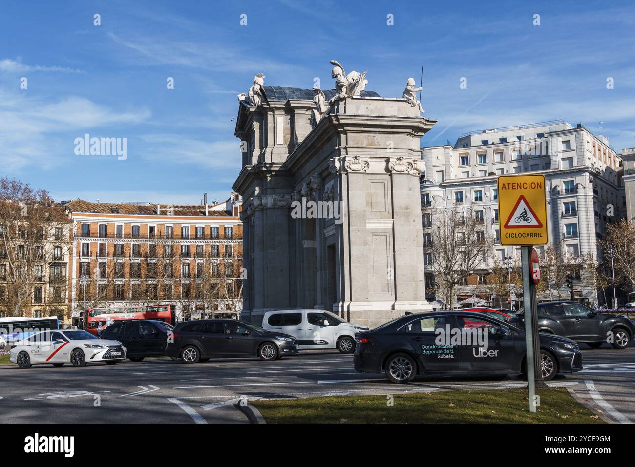 Madrid, Spain, January 28, 2024: The Puerta de Alcala Neo-classical ...
