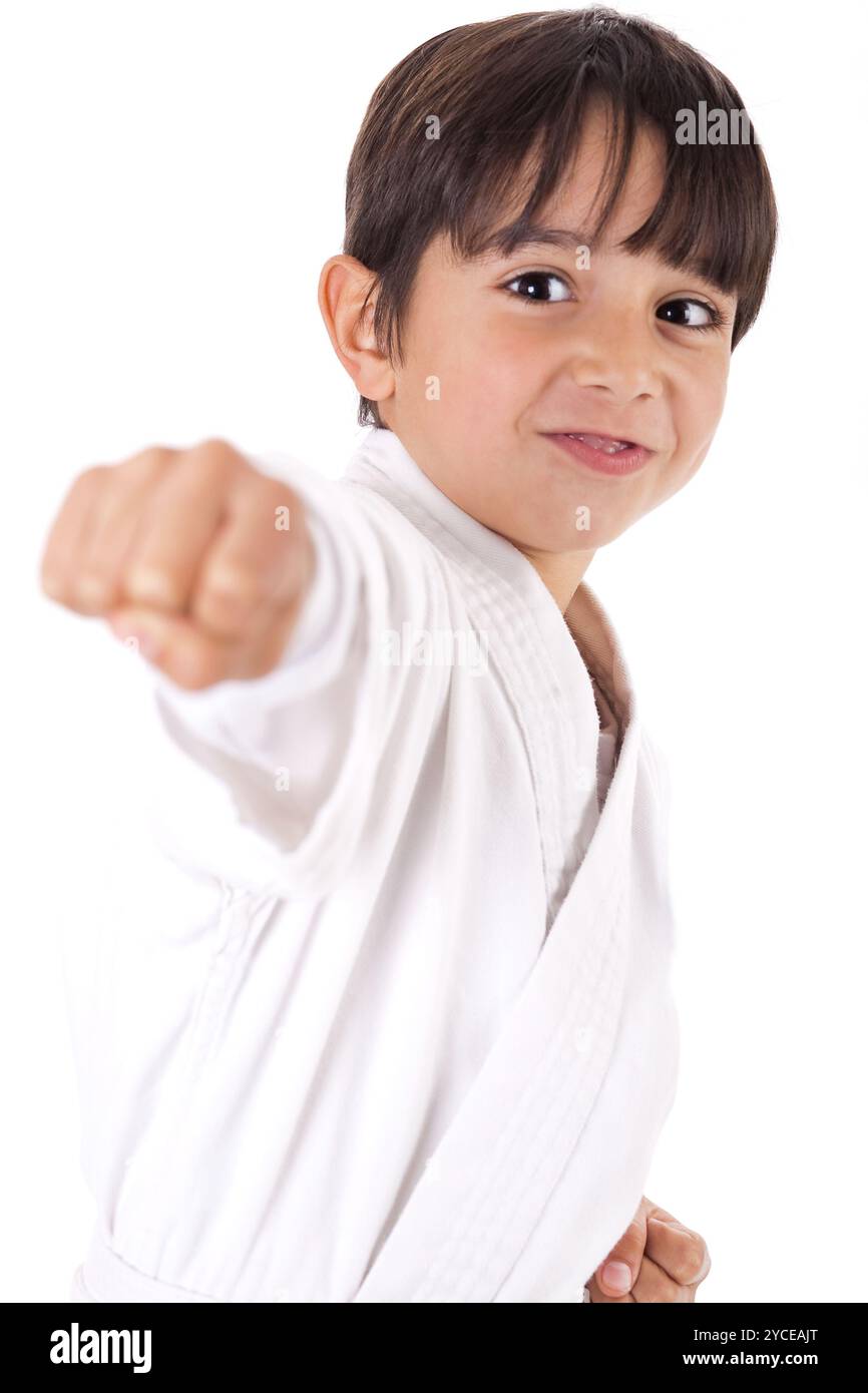 Karate boys giving punch Stock Photo - Alamy