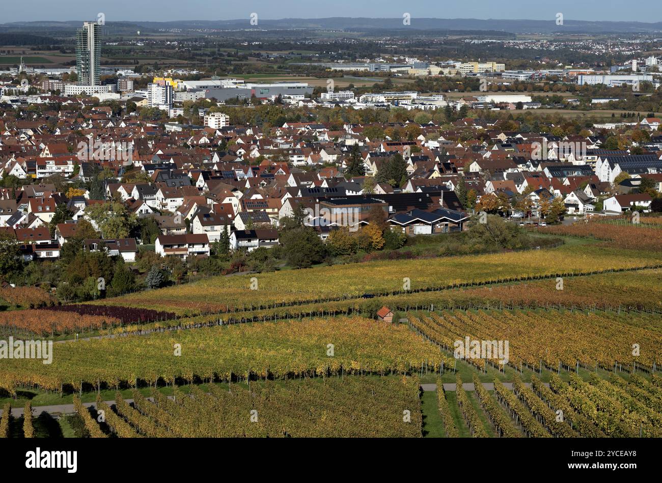 View of half-finished high-rise building GEWA-Tower, ruined building ...