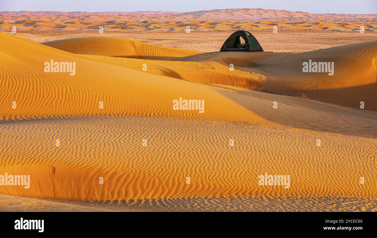 Wind-sculpted sand structure, tent in the sand dunes, in the Rub al ...