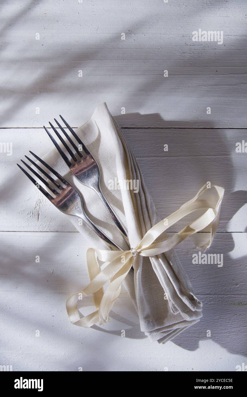 Presentation of two forks on the table for fine dining Stock Photo - Alamy