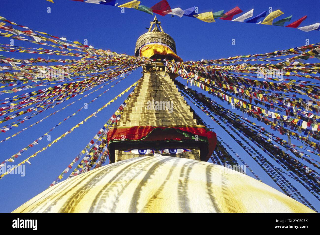Bodnath Stupa in Nepal decorated with colourful flags Stock Photo - Alamy