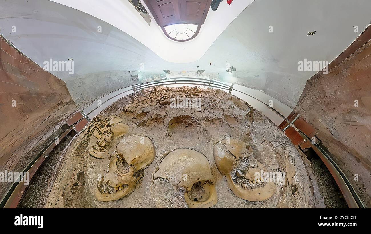 Nis, Serbia, Sept 3,2024, Human skulls set into the walls of a tower ...