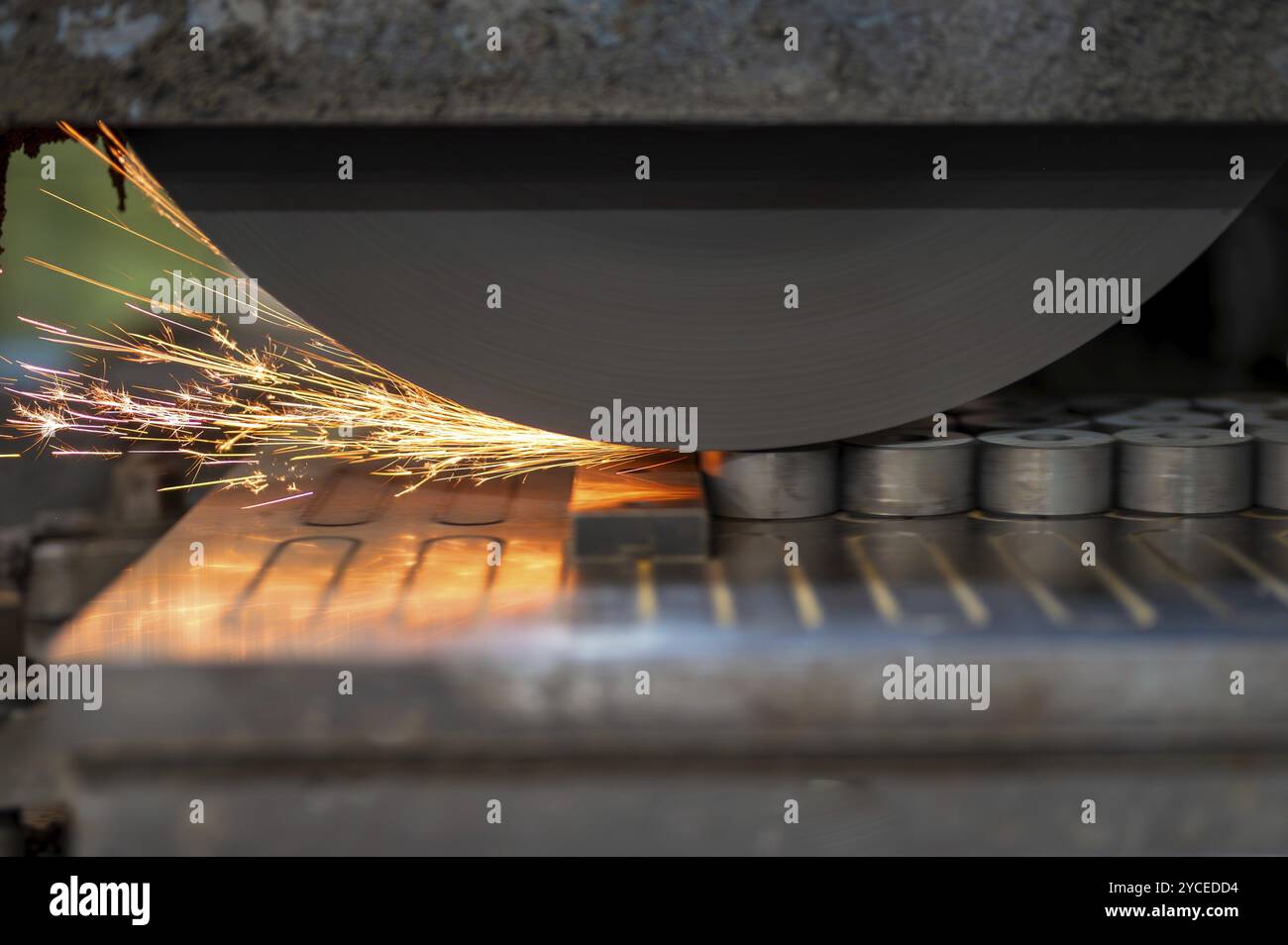 Finishing metal working on horizontal surface grinder machine Stock ...