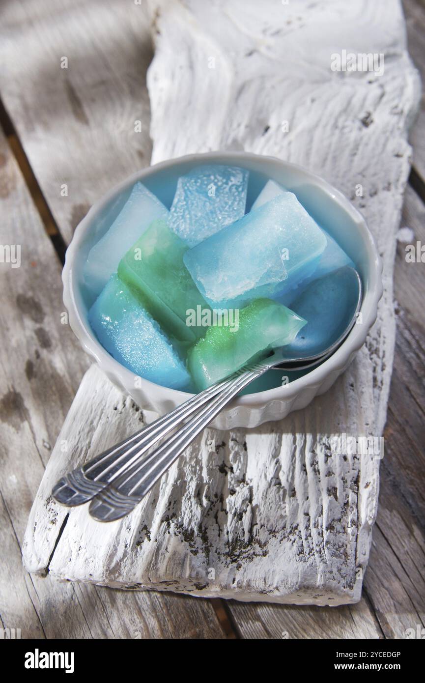 Presentation of the different colors of ice cubes Stock Photo - Alamy