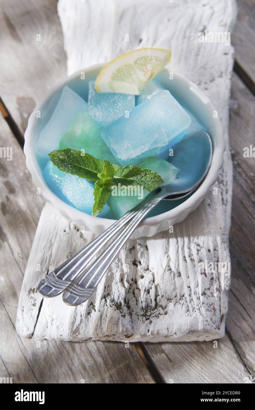 Presentation of the different colors of ice cubes Stock Photo - Alamy