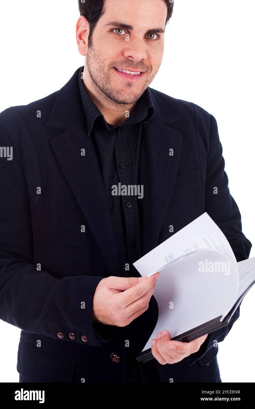 Business man looking at his file Stock Photo - Alamy