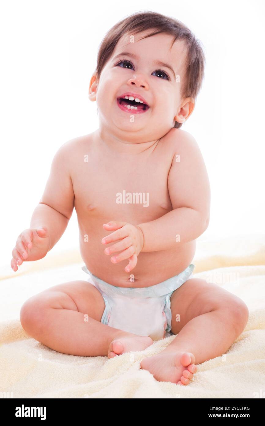 Lovely baby with diaper Stock Photo - Alamy