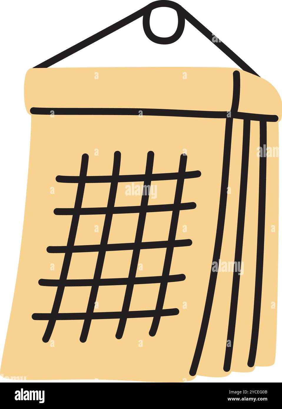 Doodle calendar schedule icon or logo, hand drawn with thin black line ...