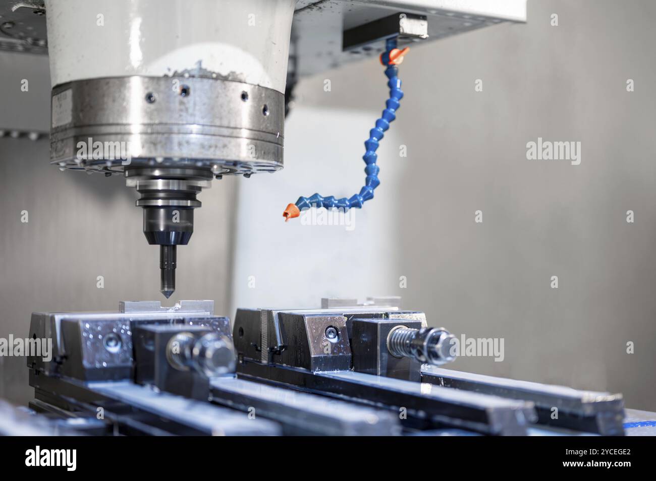 Process working of CNC turning, cutting, milling metal. Industrial ...