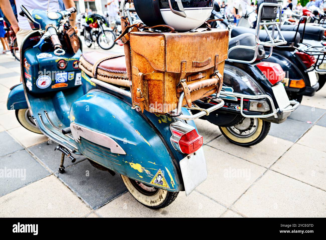 Igualada, Barcelona, Spain; August 25, 2024: Motorcycle rally, classic ...