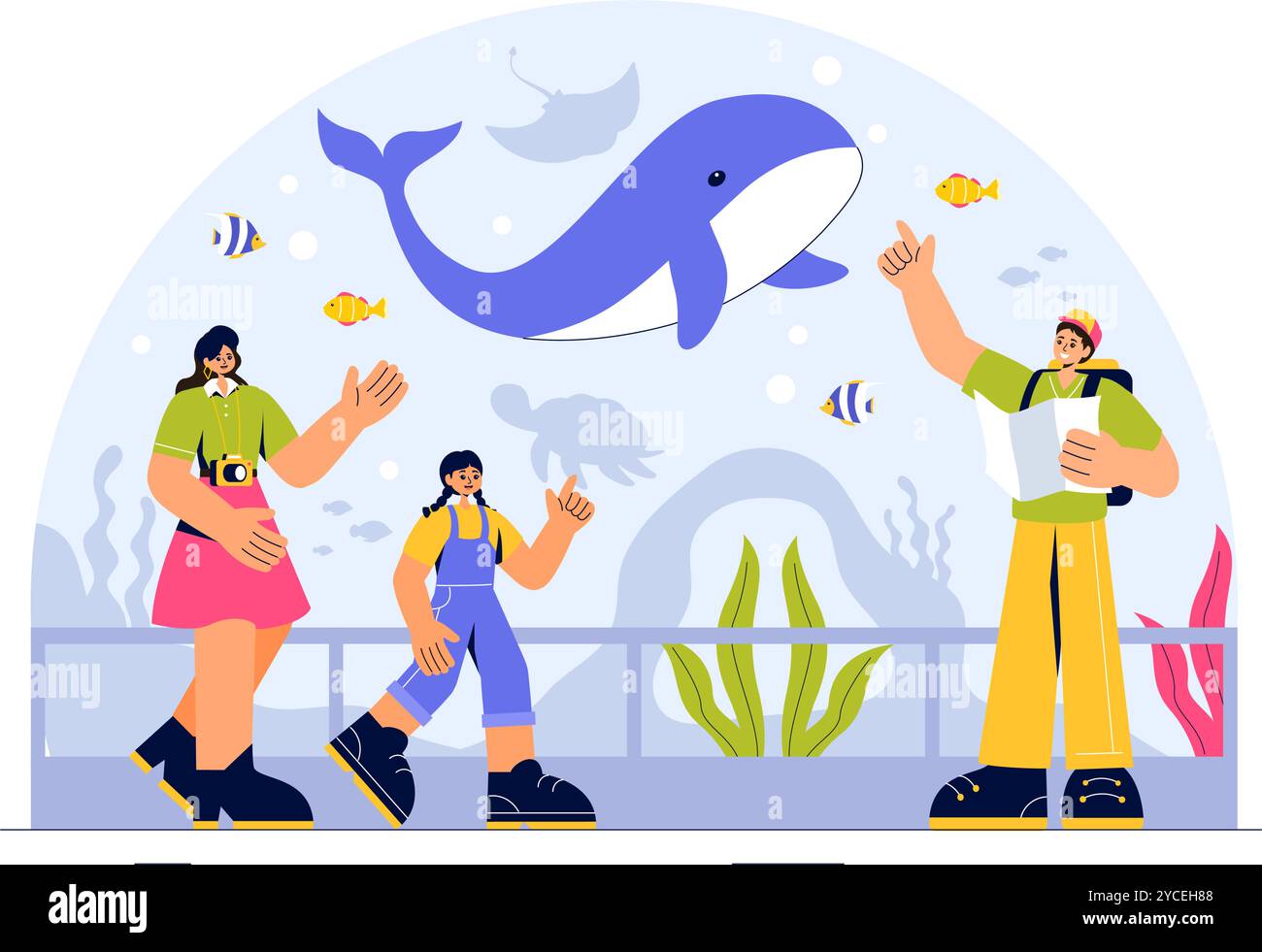 Aquarium Vector Illustration featuring an Underwater Scene with Fish ...