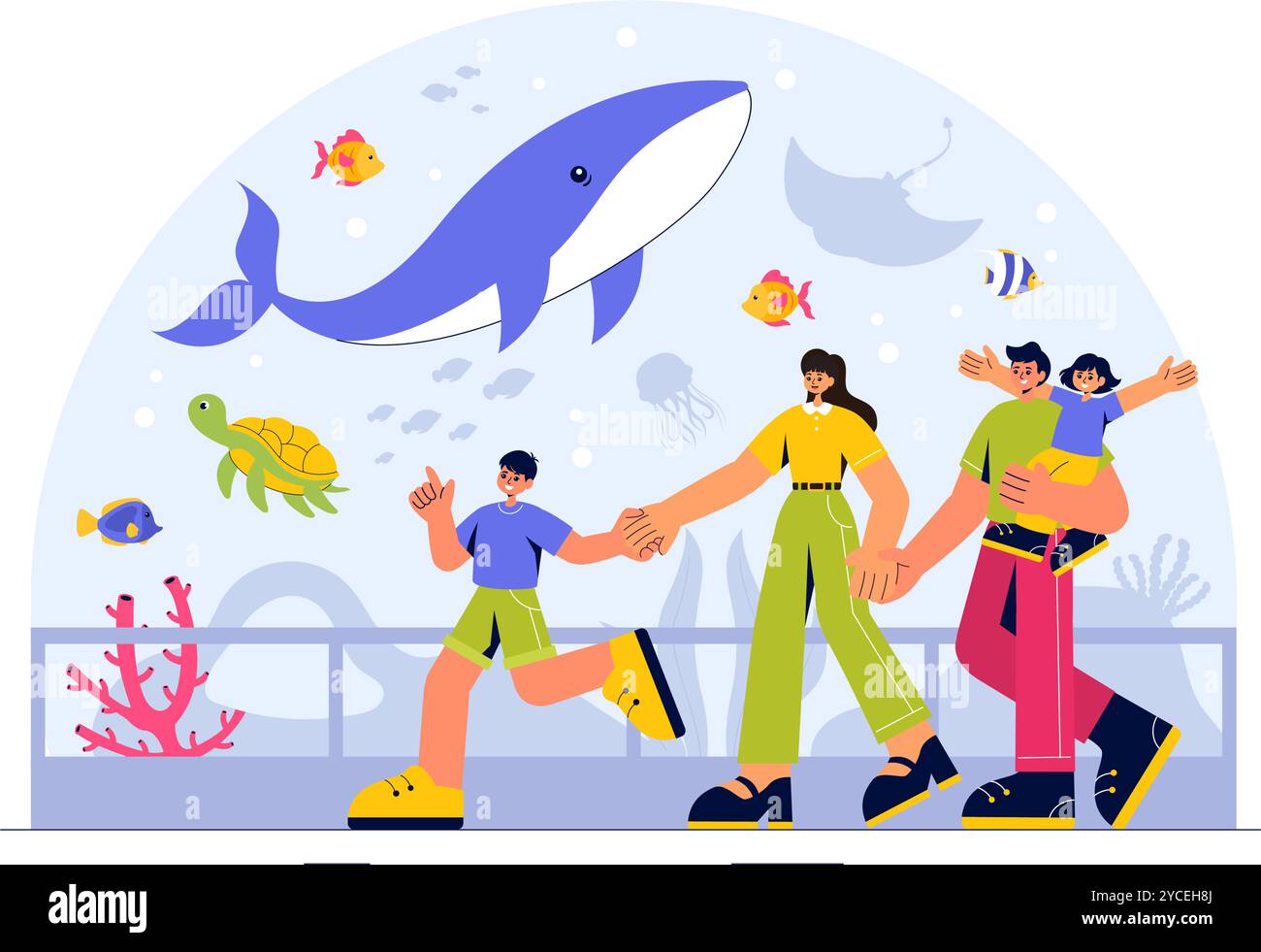Aquarium Vector Illustration featuring an Underwater Scene with Fish ...
