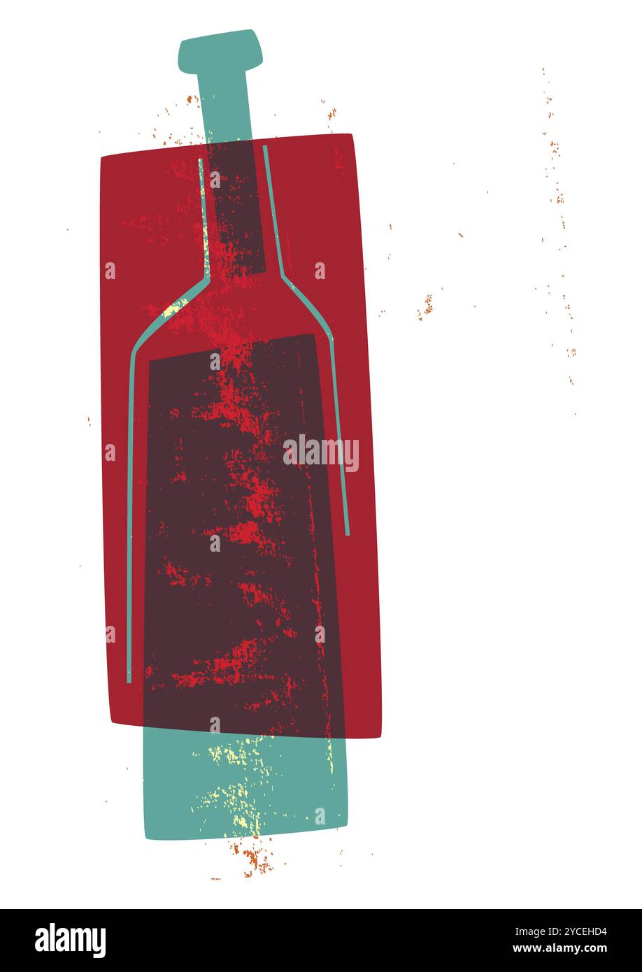 Wine bottle illustration with vintage taste colors Stock Photo - Alamy