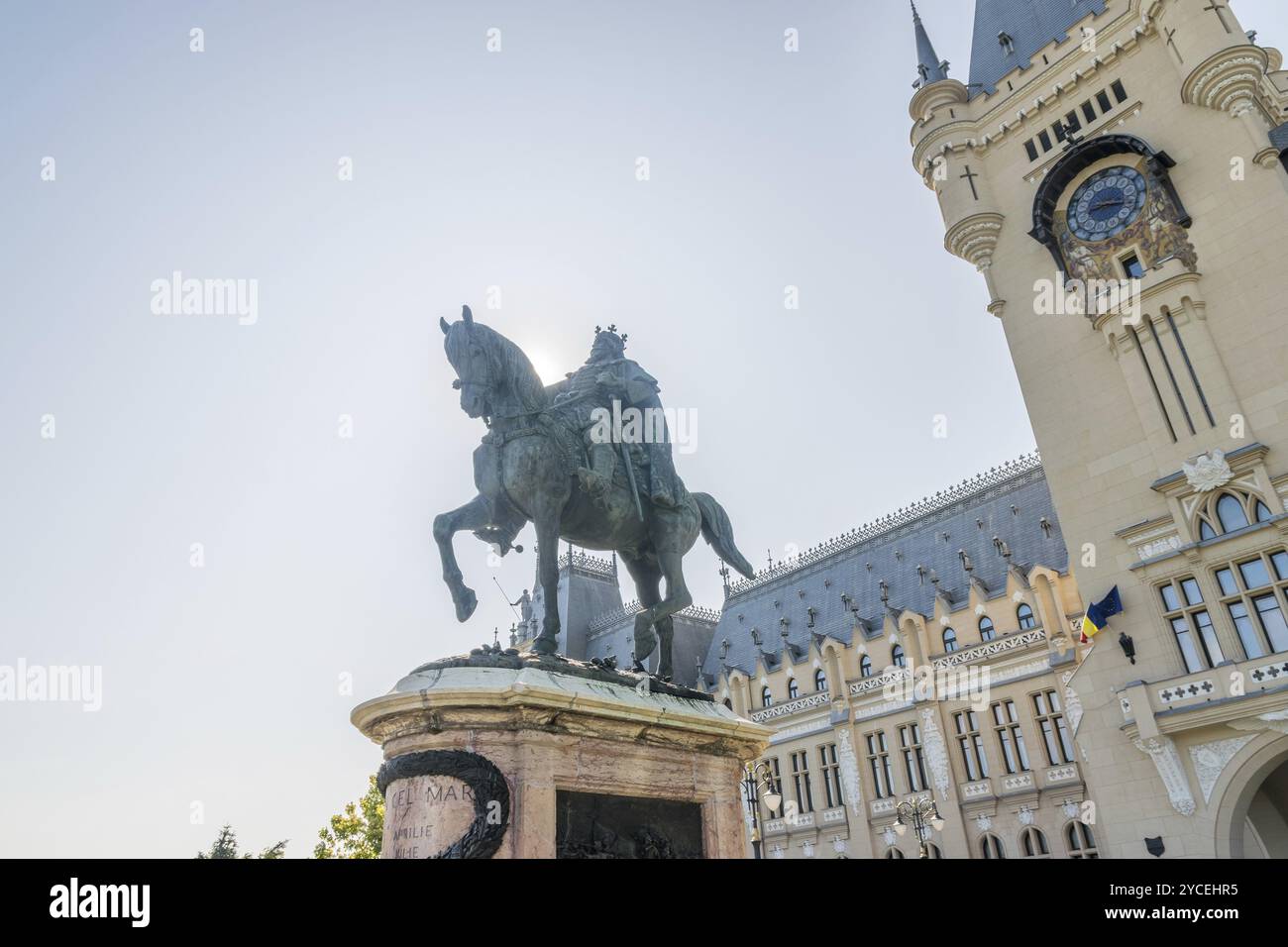 Statue of Stephen the Great in front of the Palace of Culture in Iasi ...