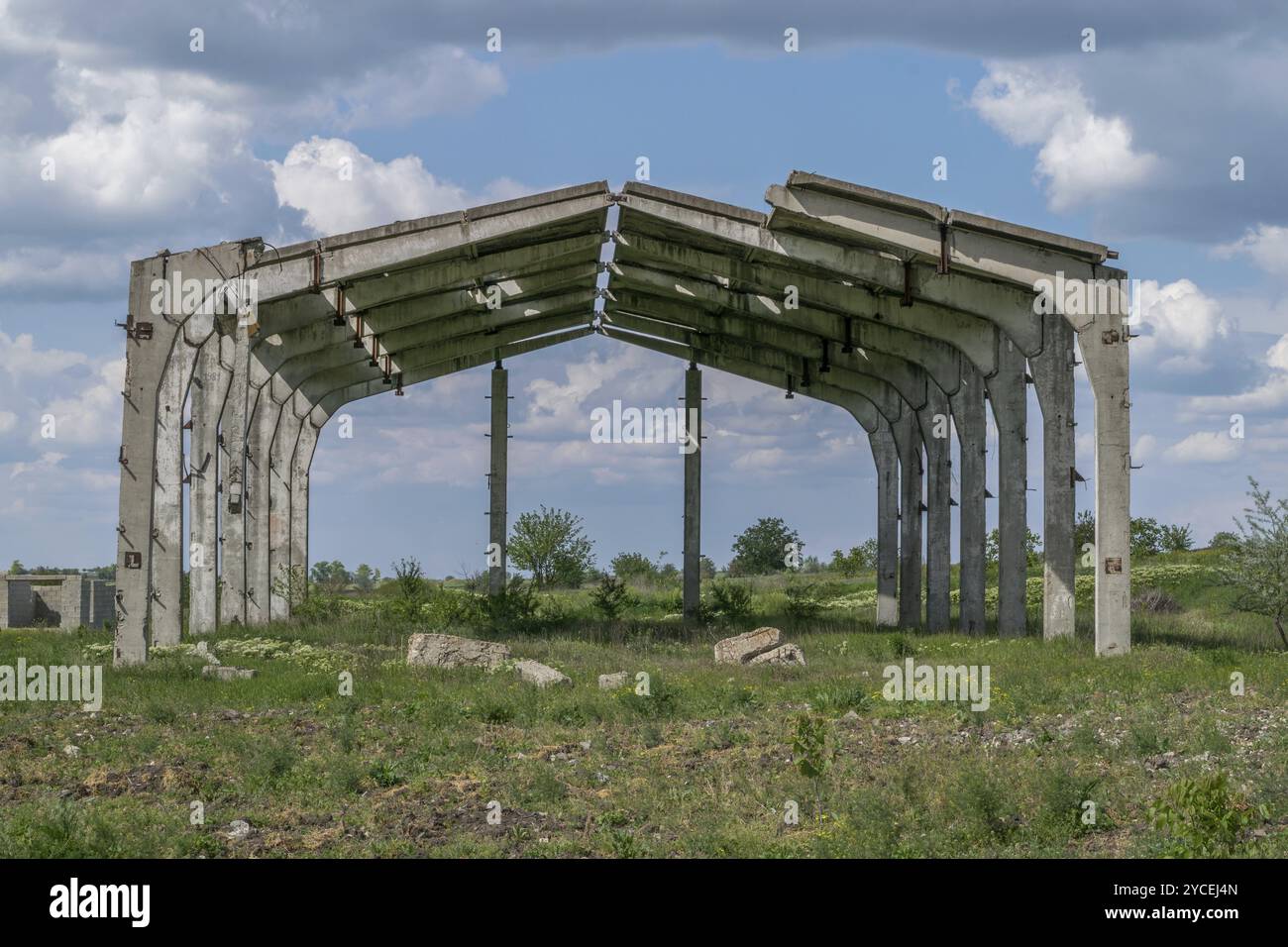 A former soviet building in ruins in an abandoned field Stock Photo - Alamy