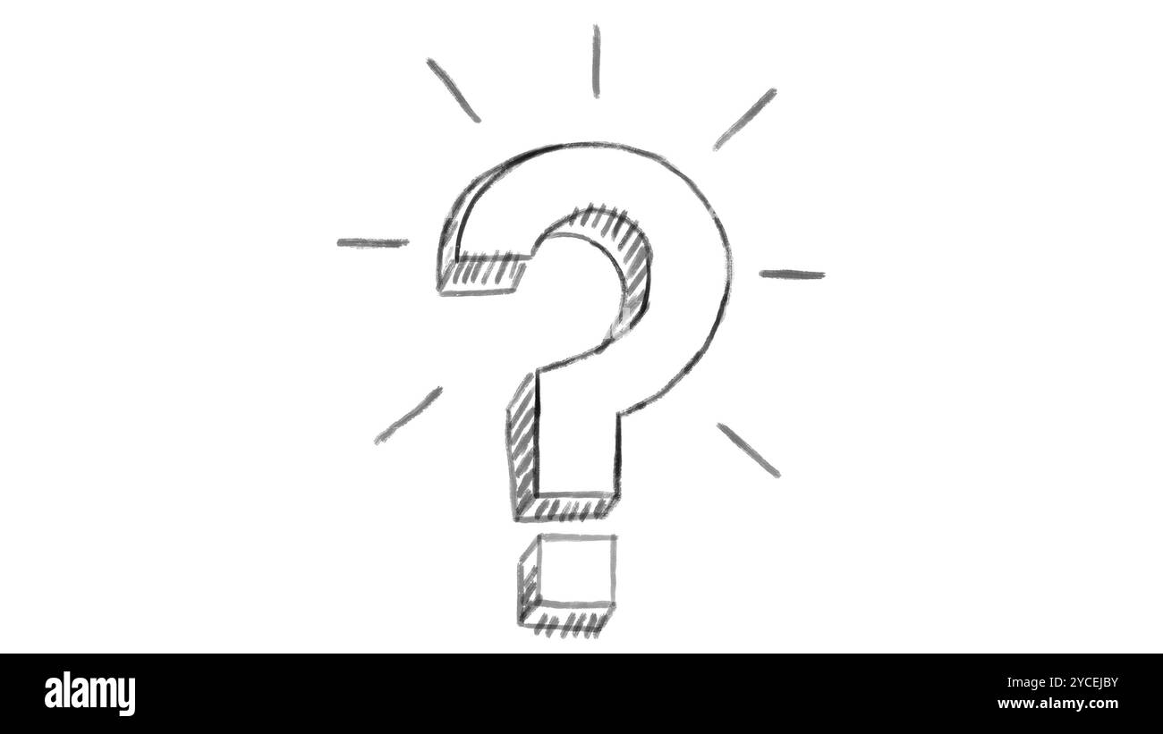 Animated question mark, white chalk section, ideal for compositing, use ...