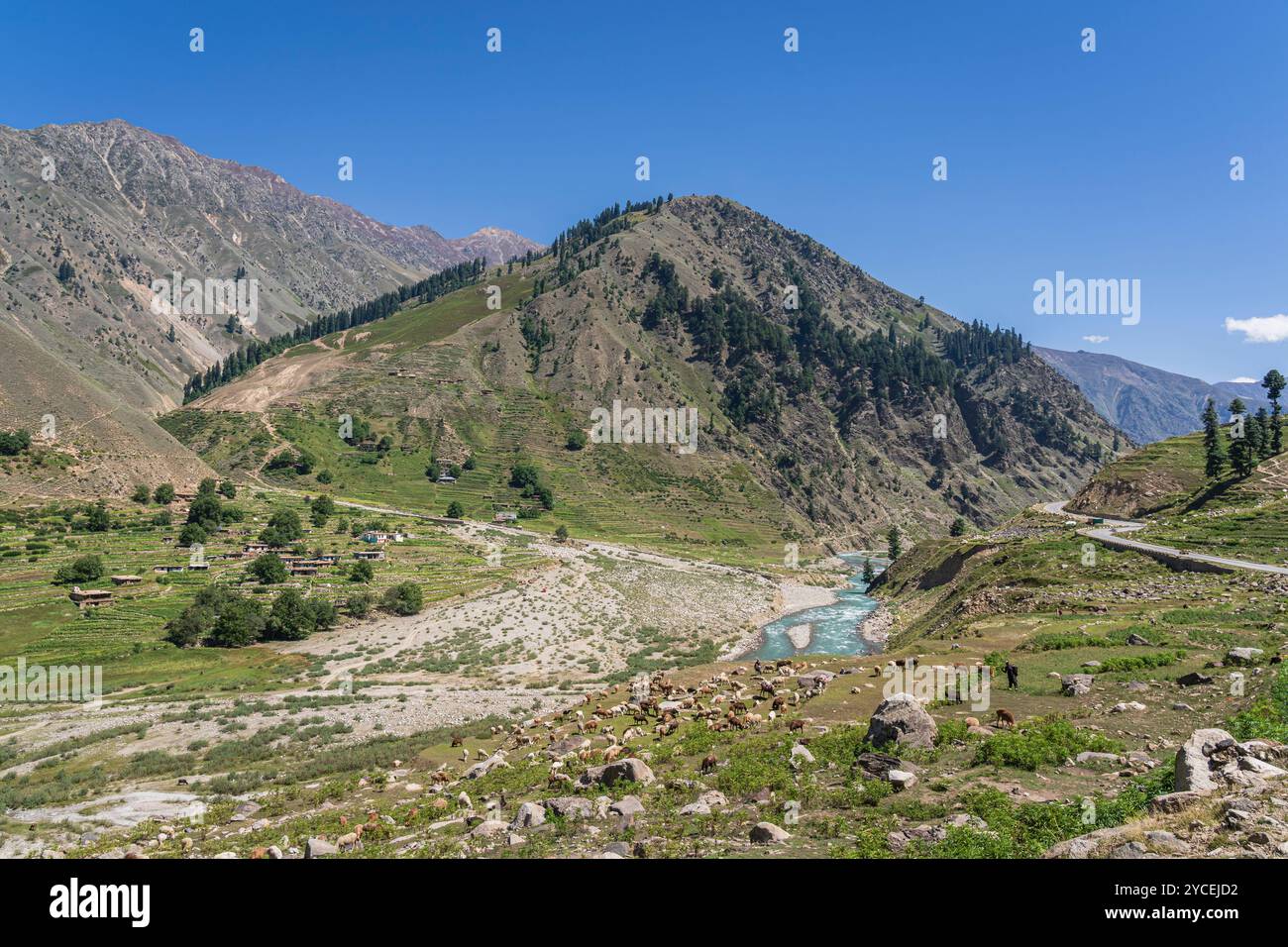 Scenic landscape view of Kaghan valley with Kunhar river, Balakot ...