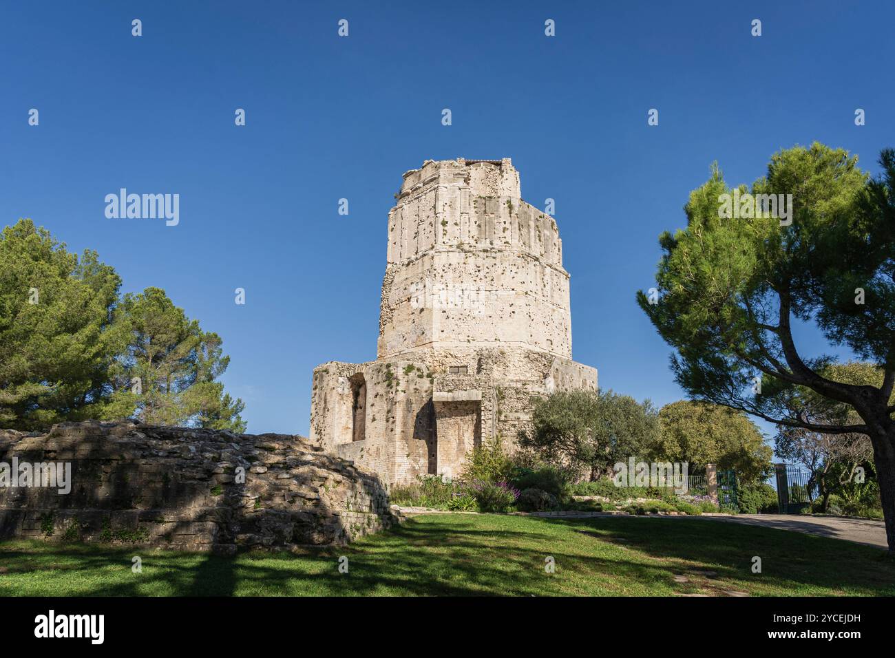 Scenic landscape view of historic landmark roman monument Magne Tower ...