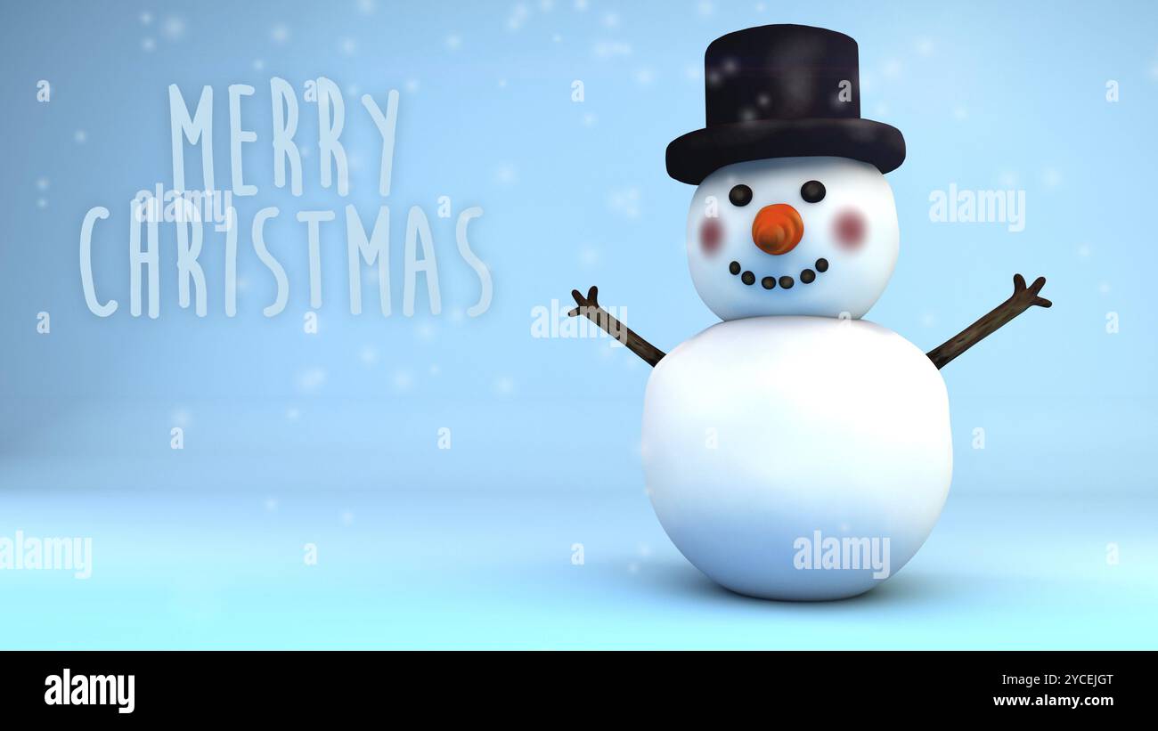 Snowman animation under the snow that wishes us a happy Christmas, with ...