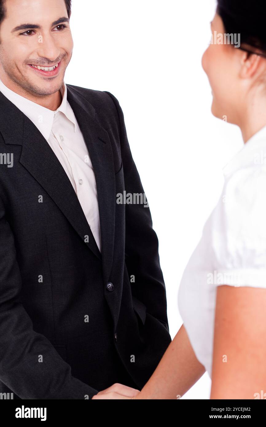 Business people smiling each other Stock Photo - Alamy