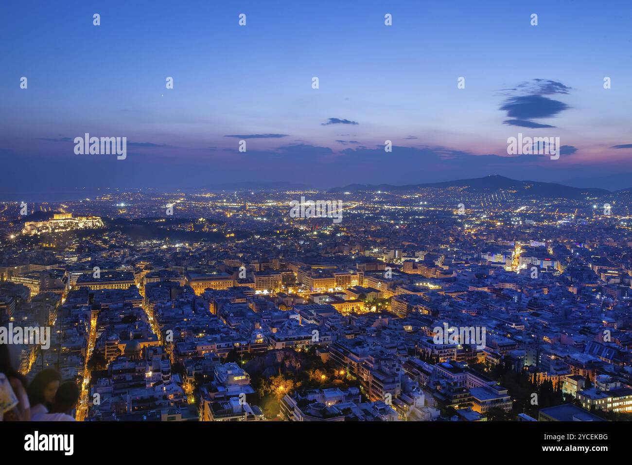 Amazing View on y Athens at magical blue hour (Acropolis of Athes at ...