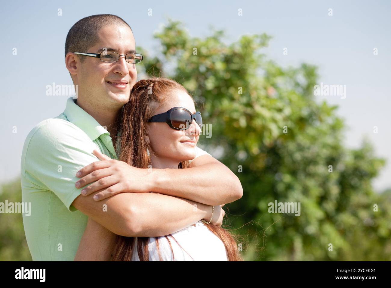 happy young couple hug,park outdoor Stock Photo - Alamy