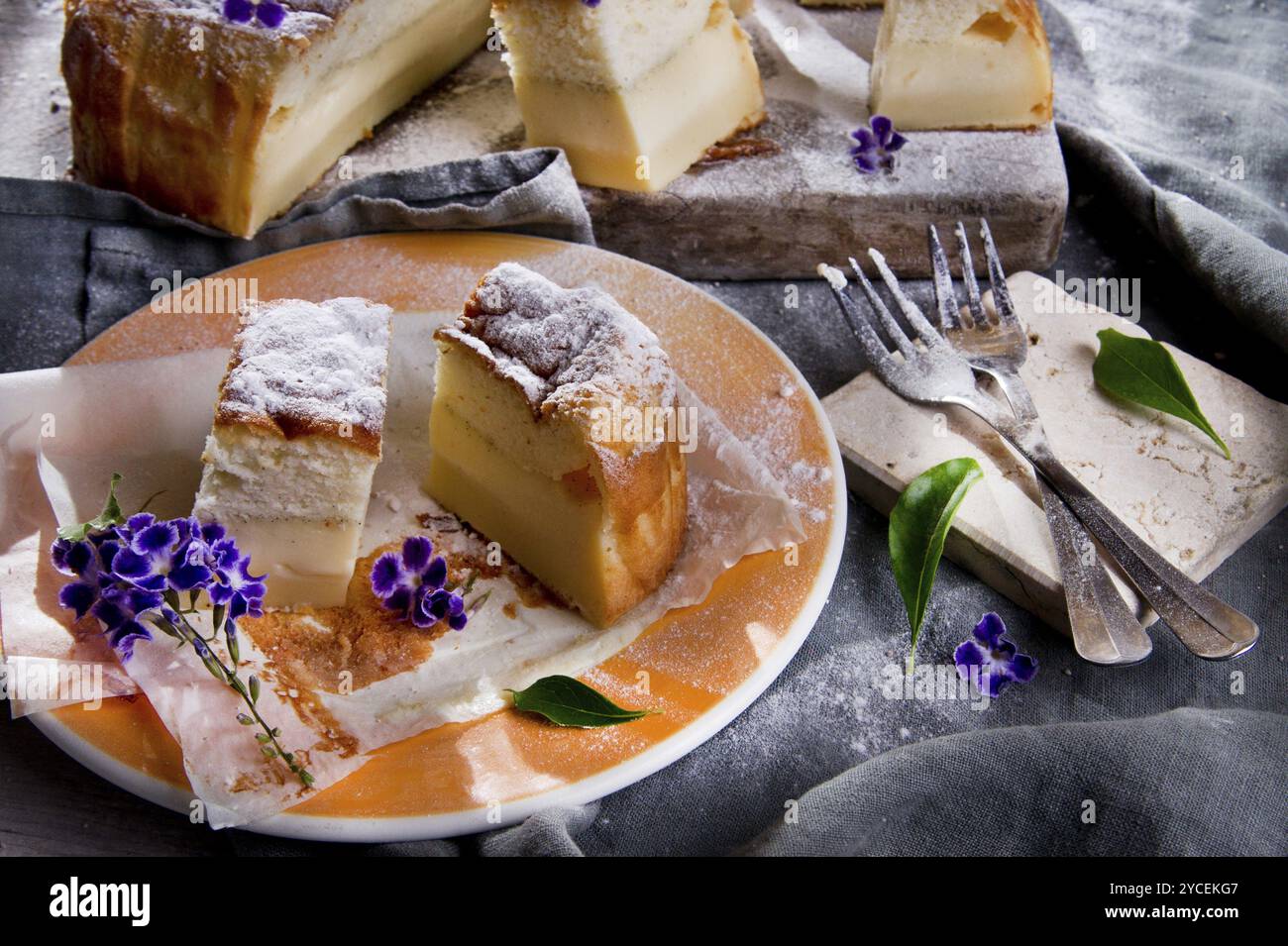 The magical cake made with pudding and vanilla Stock Photo - Alamy