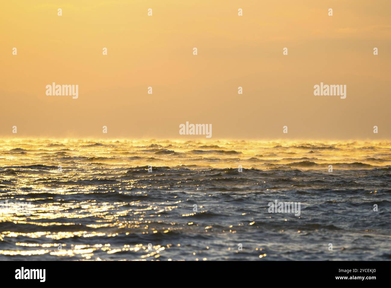 Gentle waves in the golden light of sunrise on the lake, Hoernle ...