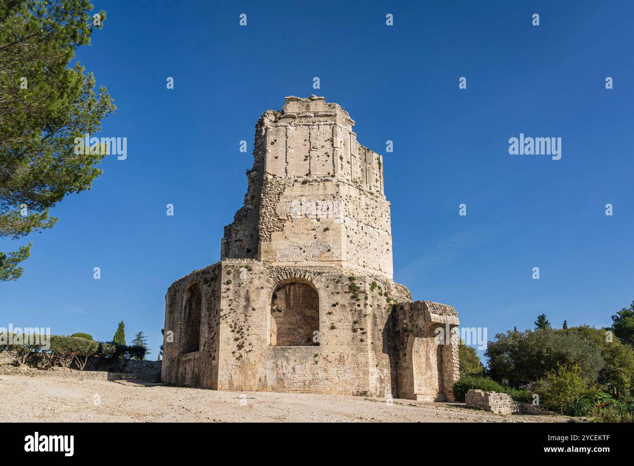Landscape view of famous historic landmark Magne Tower or Tour Magne ...